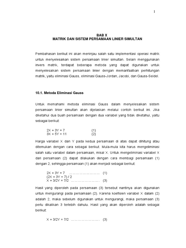 Matriks Dan Persamaan Linier Simultan | PDF