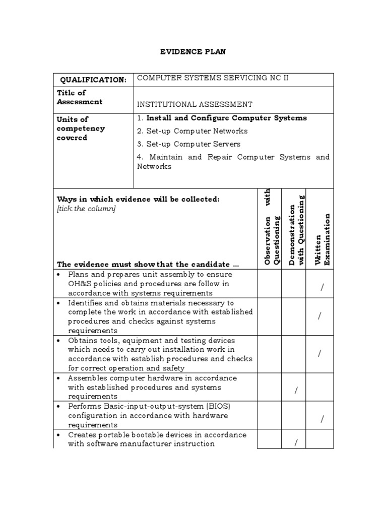 Evidence Plan | PDF | Installation (Computer Programs) | Operating System