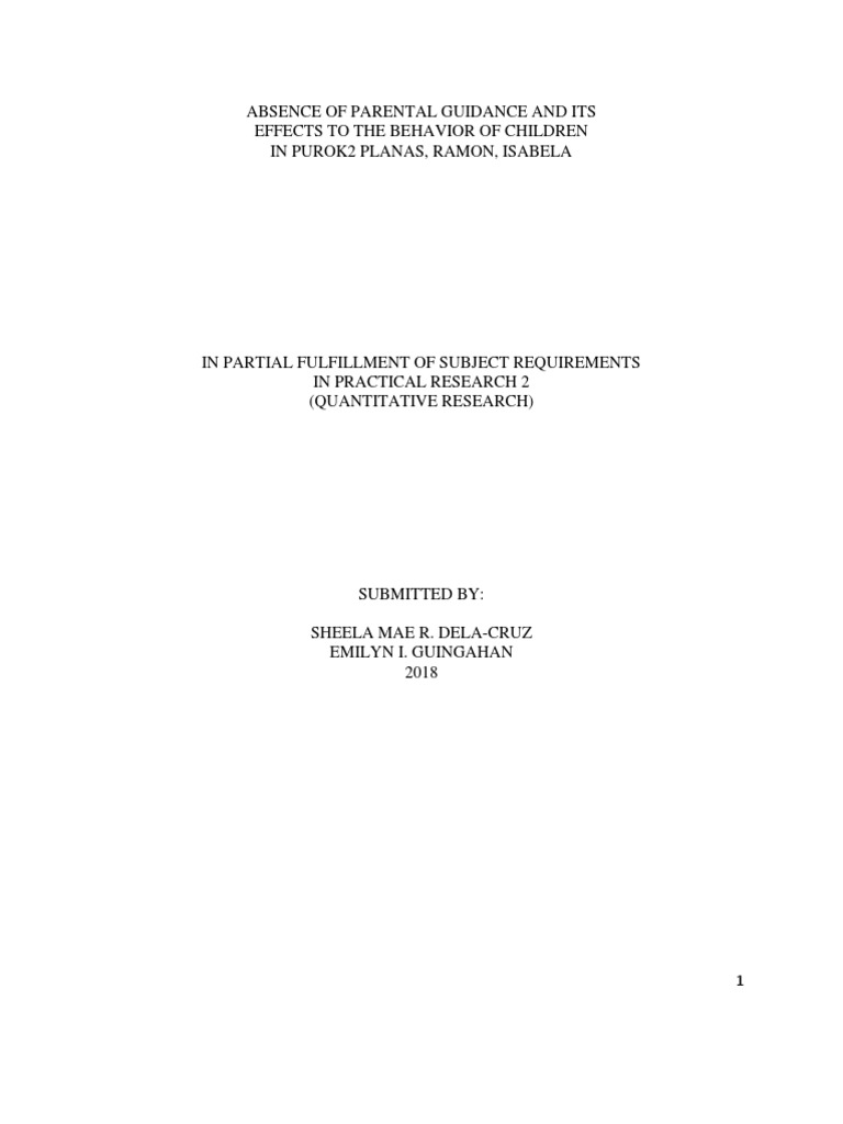 Effects of Parental Guidance Absence | PDF | Parenting | Relationships