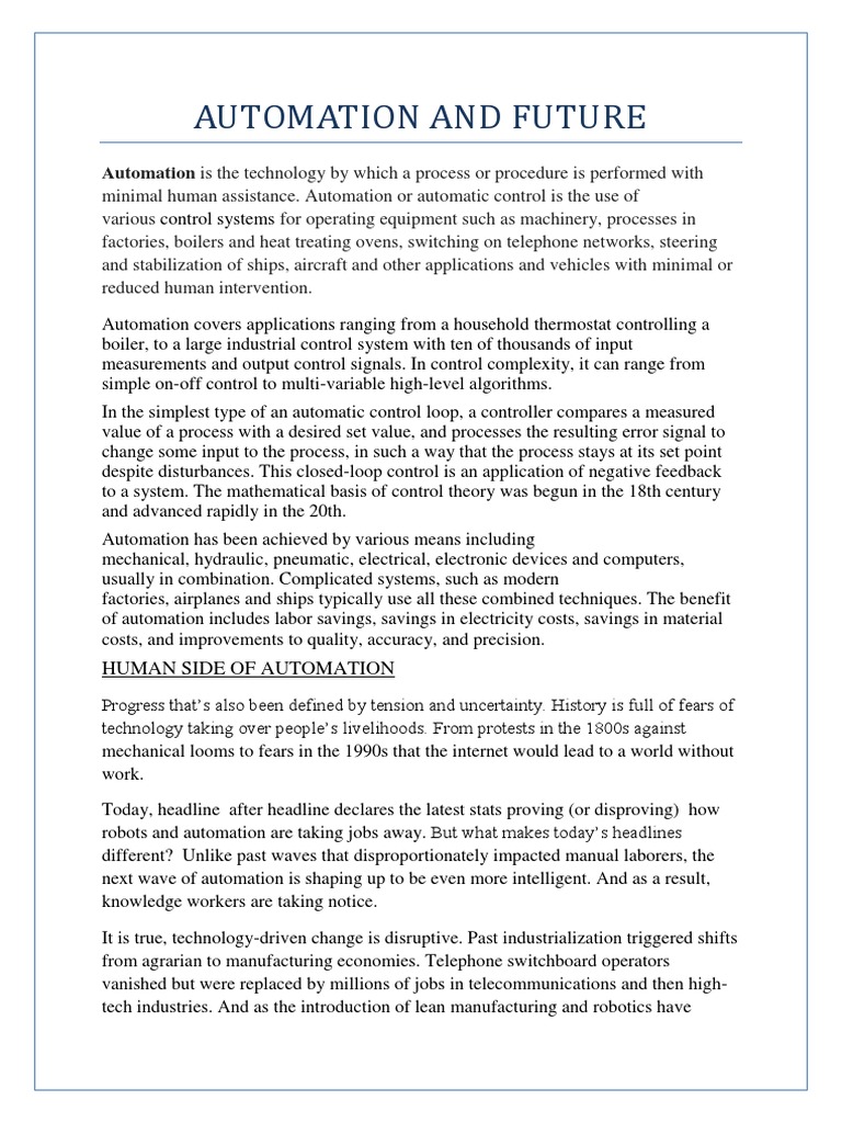 Automation and the Future of Jobs | PDF | Automation | Control Theory