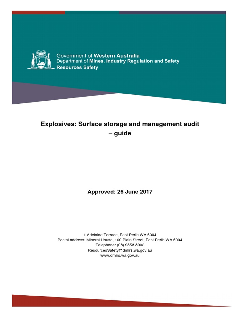 Explosives: Surface Storage and Management Audit - Guide: Approved: 26 ...