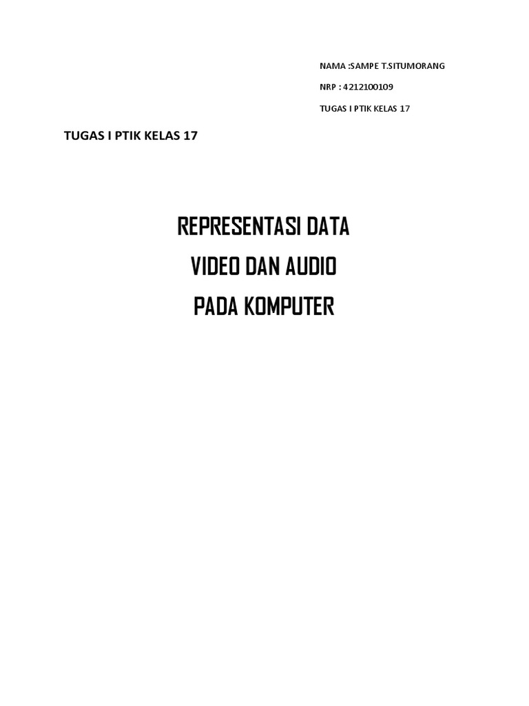 Representasi Data Video Dan Audio Pada Komputer | PDF