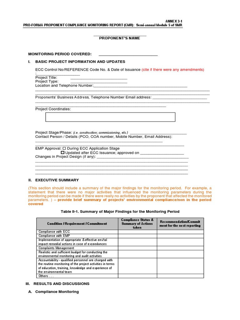 Compliance-Monitoring-Report (Annex 3.1) Latest | PDF | Environmental ...
