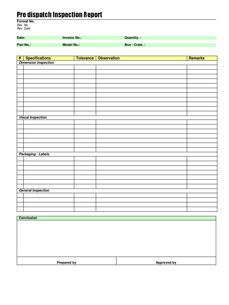 Predispatch Inspection Report | PDF