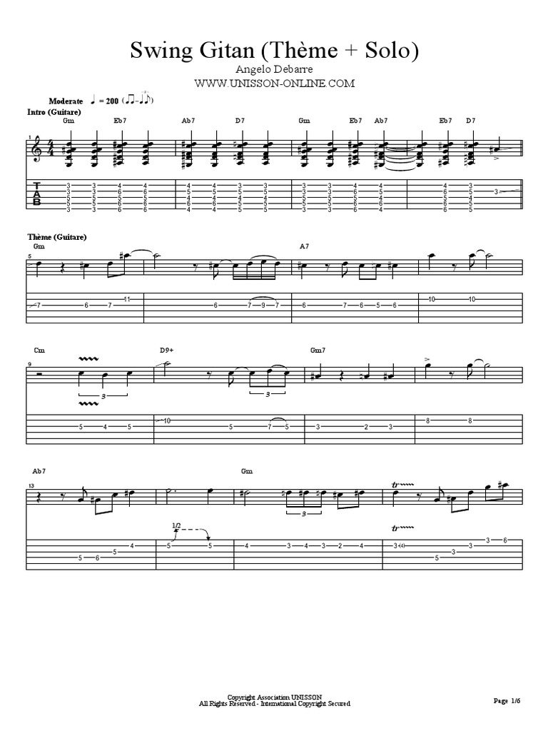 Swing Gitan Thème Solo Angelo Debarre | PDF