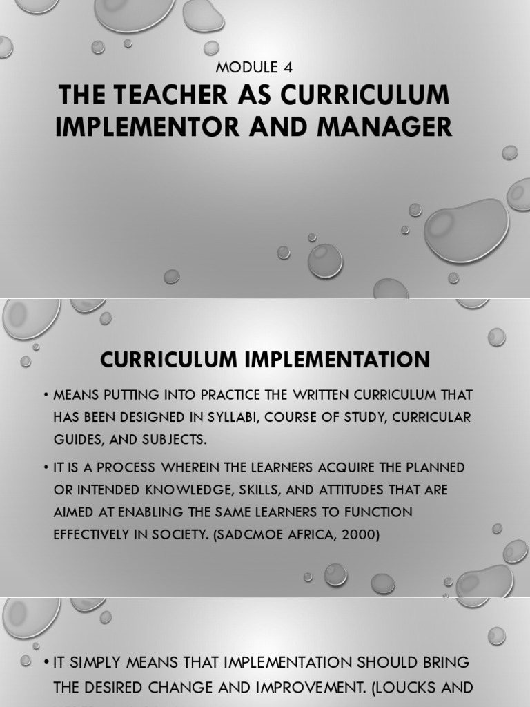 The Teacher As Curriculum Implementor and Manager | PDF | Curriculum ...