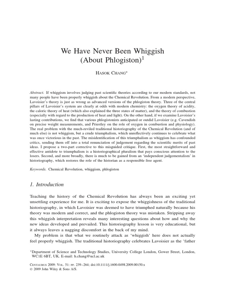 We Have Never Been Whiggish (About Phlogiston) | PDF | Oxygen | Chemistry