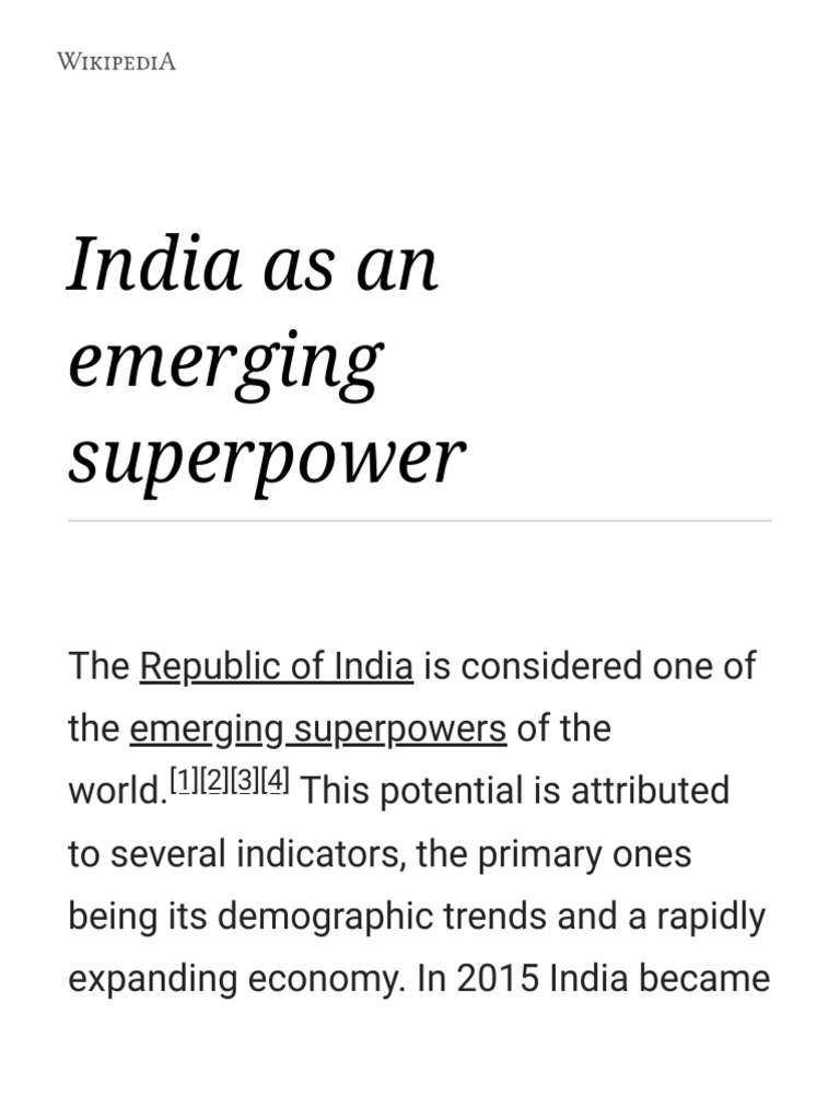 India As An Emerging Superpower - Wikipedia | PDF | United Nations ...