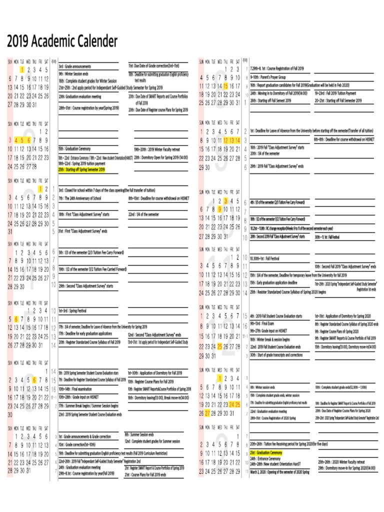 Year 2019 Academic Schedule | PDF | Academic Term | Educational ...