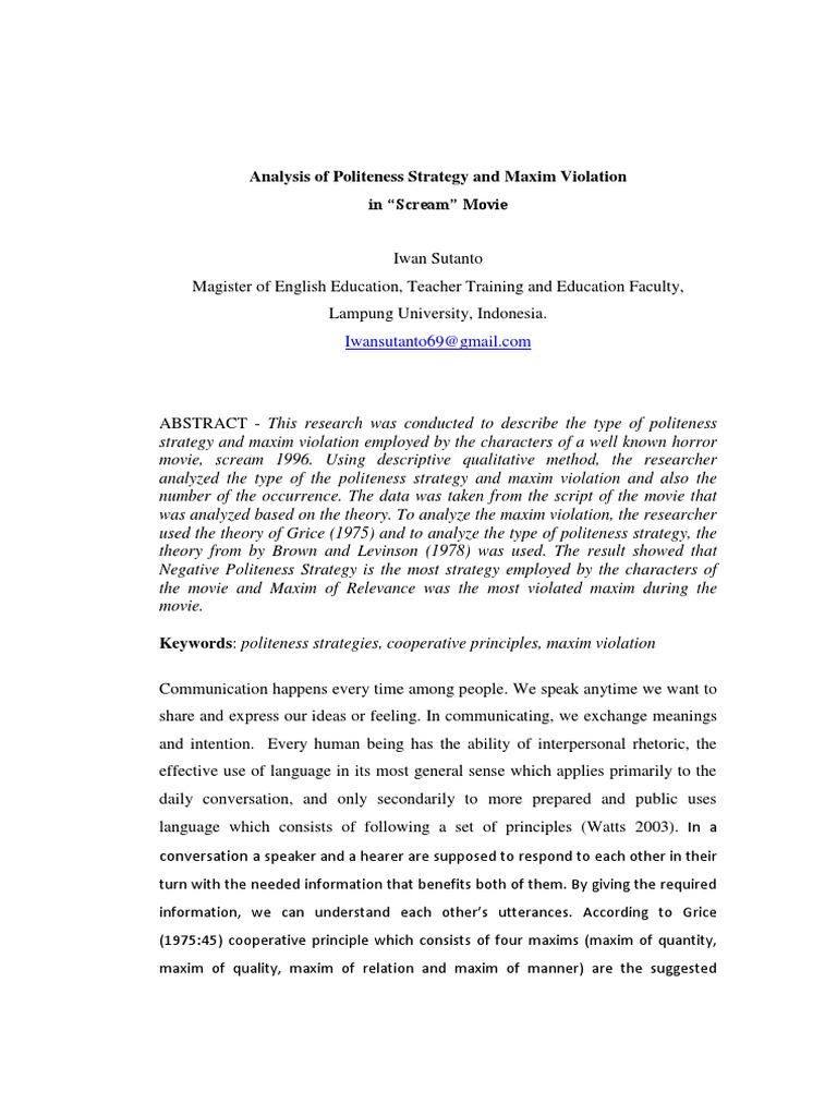 Scream Movie Journal (Pragmatic) | PDF | Semiotics | Human Communication