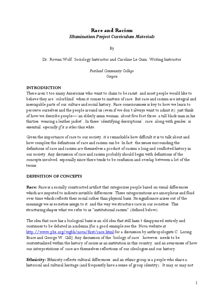 Race and Racism Curriculum | PDF | Race (Human Categorization) | Racism