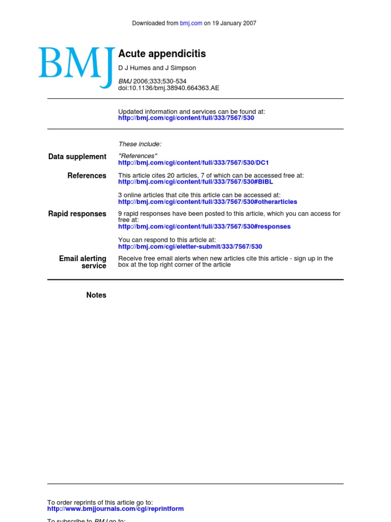 Acute Appendicitis | PDF | Surgery | Medicine