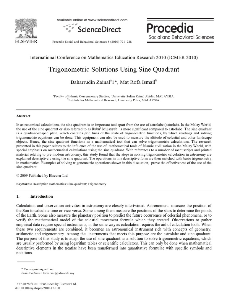 Trigonometric Solutions Using Sine Quadrant Pdf Pdf Trigonometric