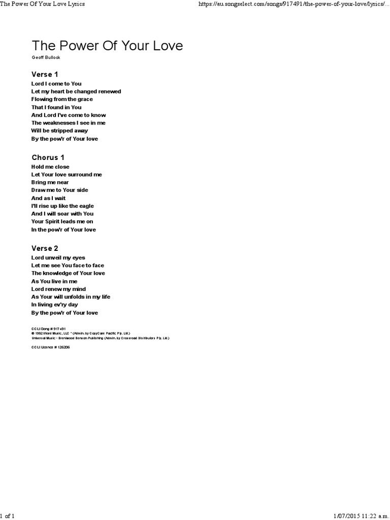 The Power of Your Love - Lyrics | PDF | Religion & Spirituality