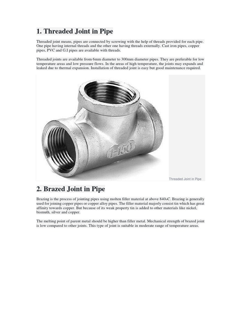 Types of Joint and Fixtures For Pipes - Plumbing - Building Utilities ...