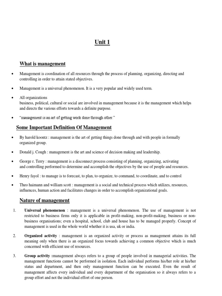 Unit 1 Management | PDF | Employment | Piece Work