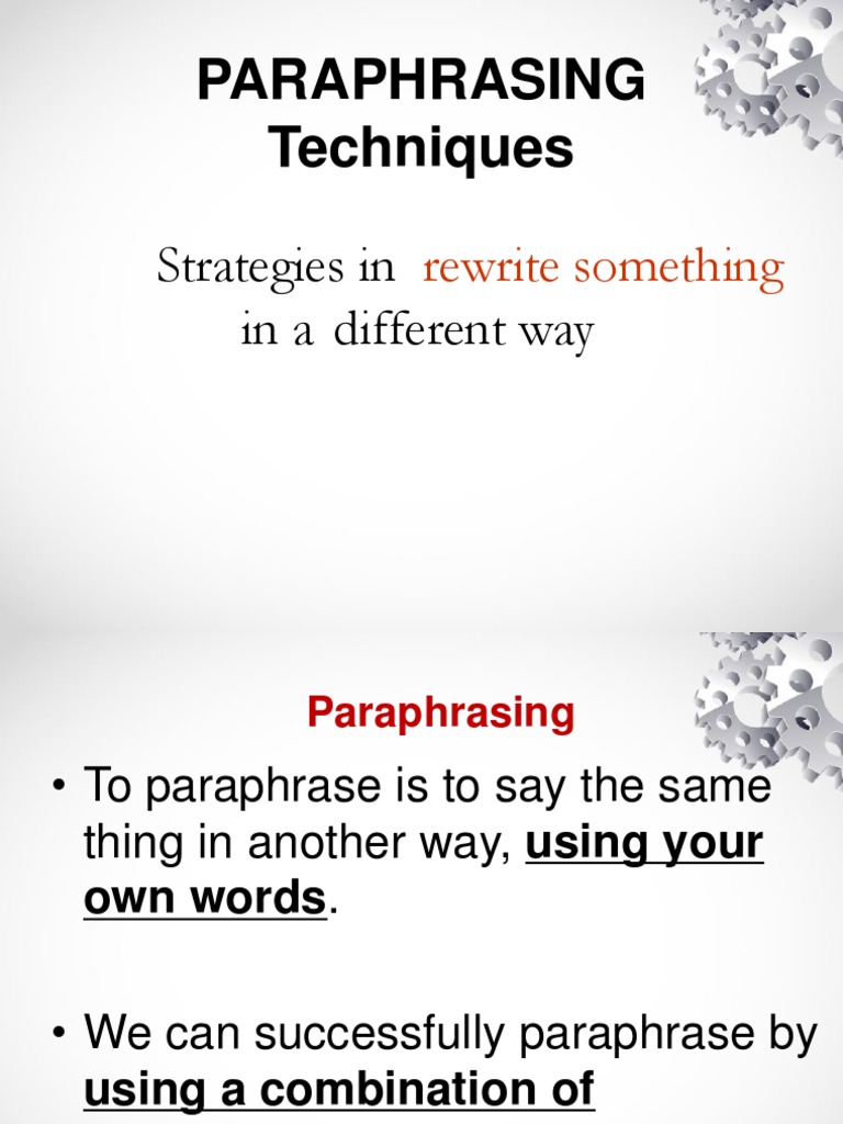 Paraphrasing Techniques | PDF | Verb | Grammar