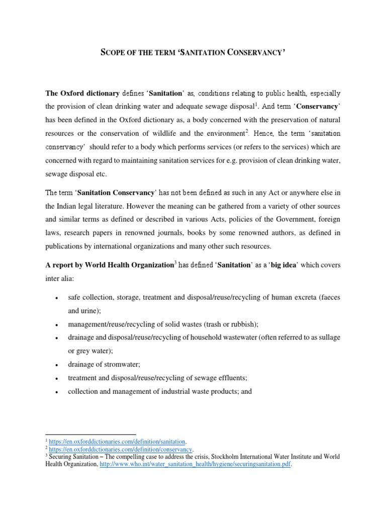Scope of 'Sanitation Conservancy' | PDF | Sanitation | Sewage Treatment