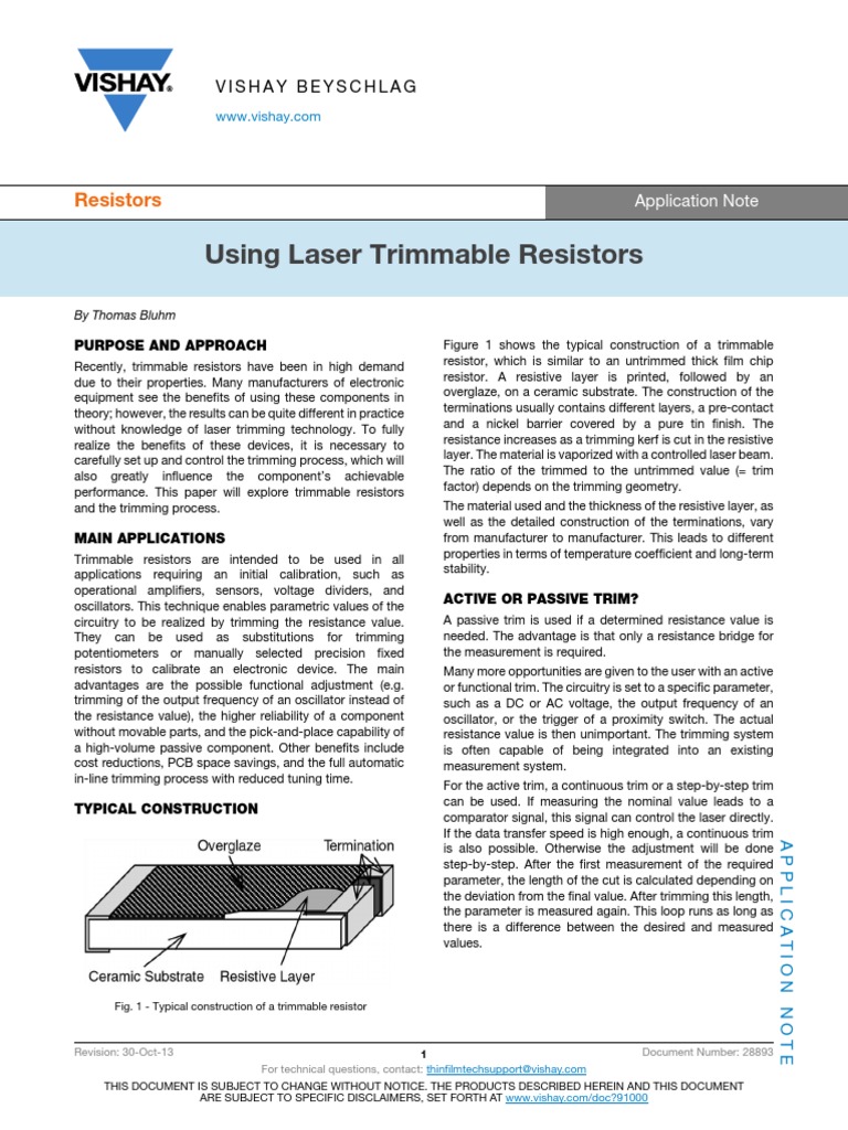Using Laser Trimmable Resistors | PDF | Resistor | Electrical ...