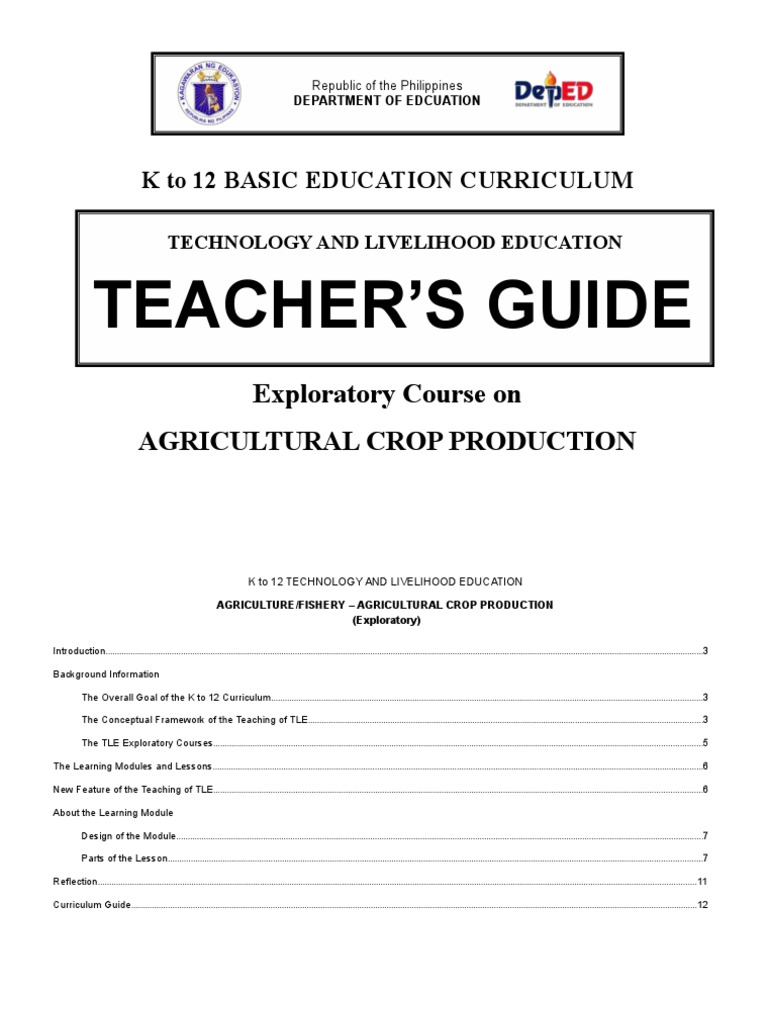 Teacher'S Guide: Exploratory Course On Agricultural Crop Production ...