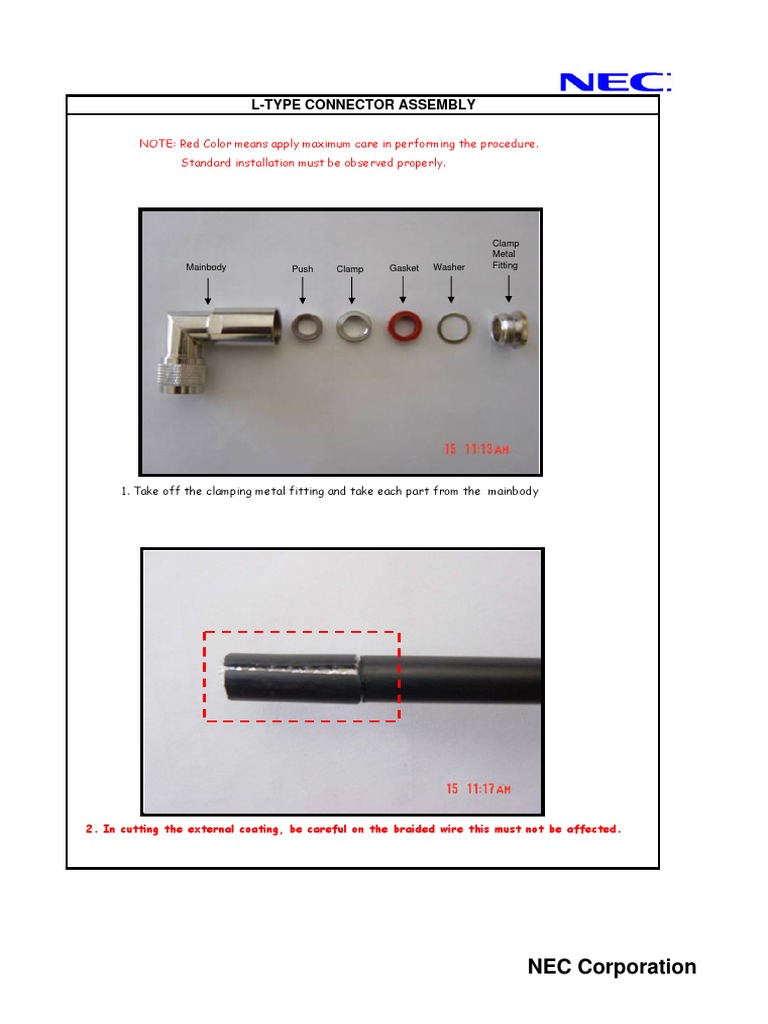 L-Type Connector Assembly: Standard Installation Must Be Observed ...