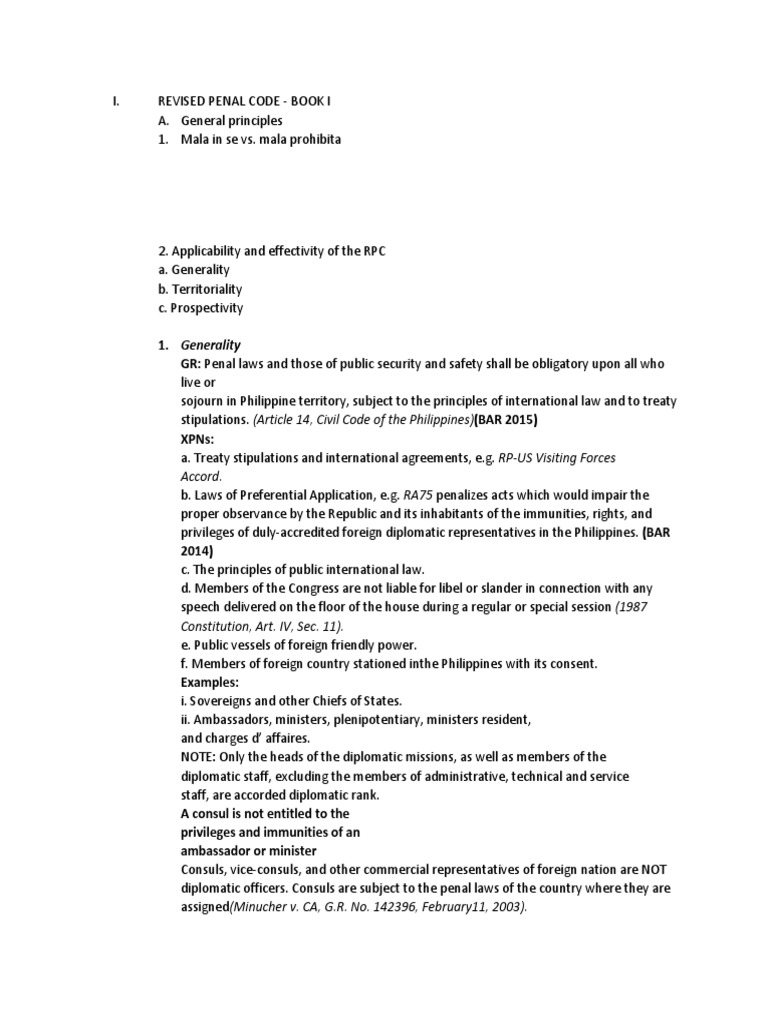 Revised Penal Code Notes | PDF | Diplomatic Rank | Consul (Representative)