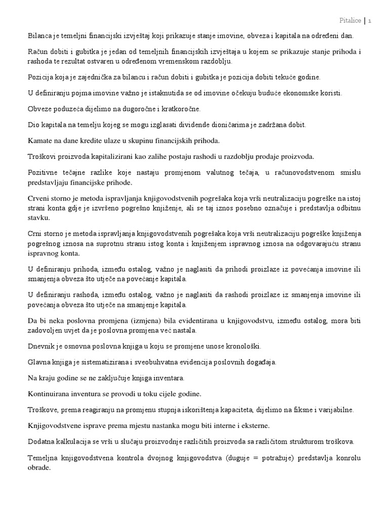 Računovodstvo Pitalice | PDF