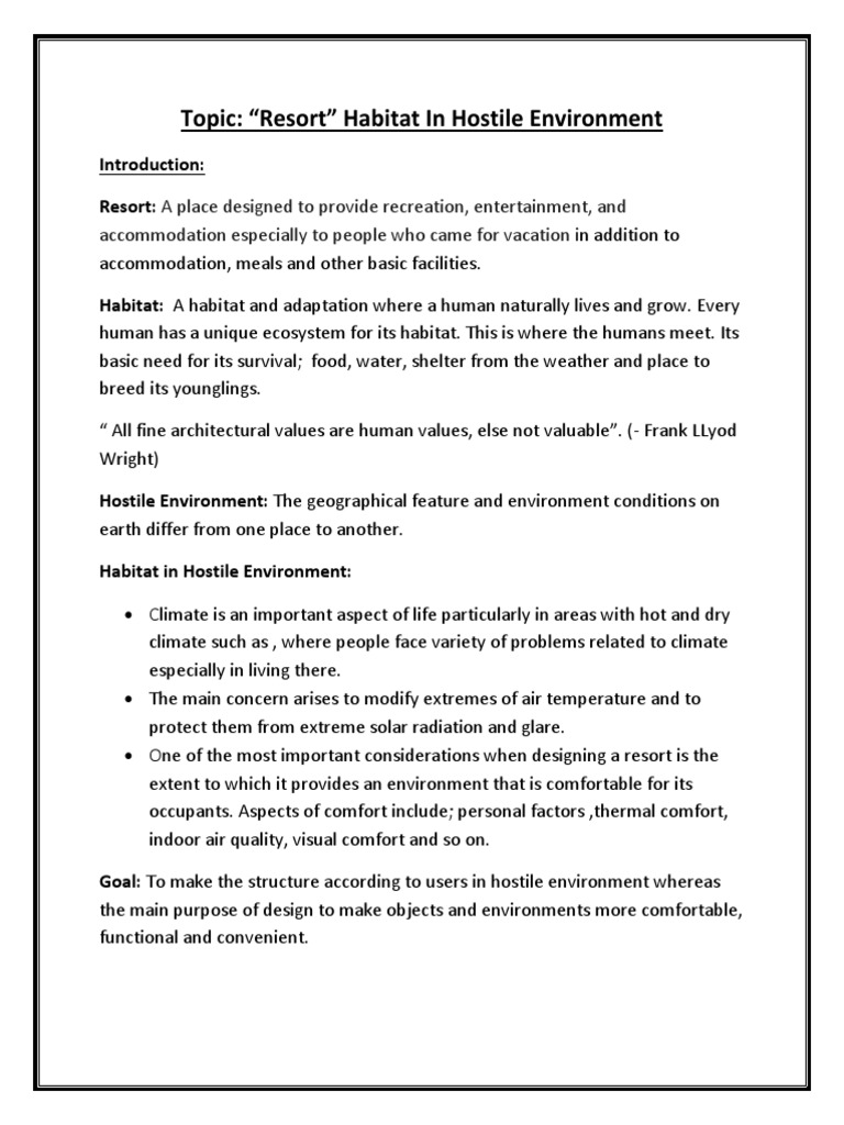 Designing Resorts for Hostile Climates | PDF | Habitat | Natural ...