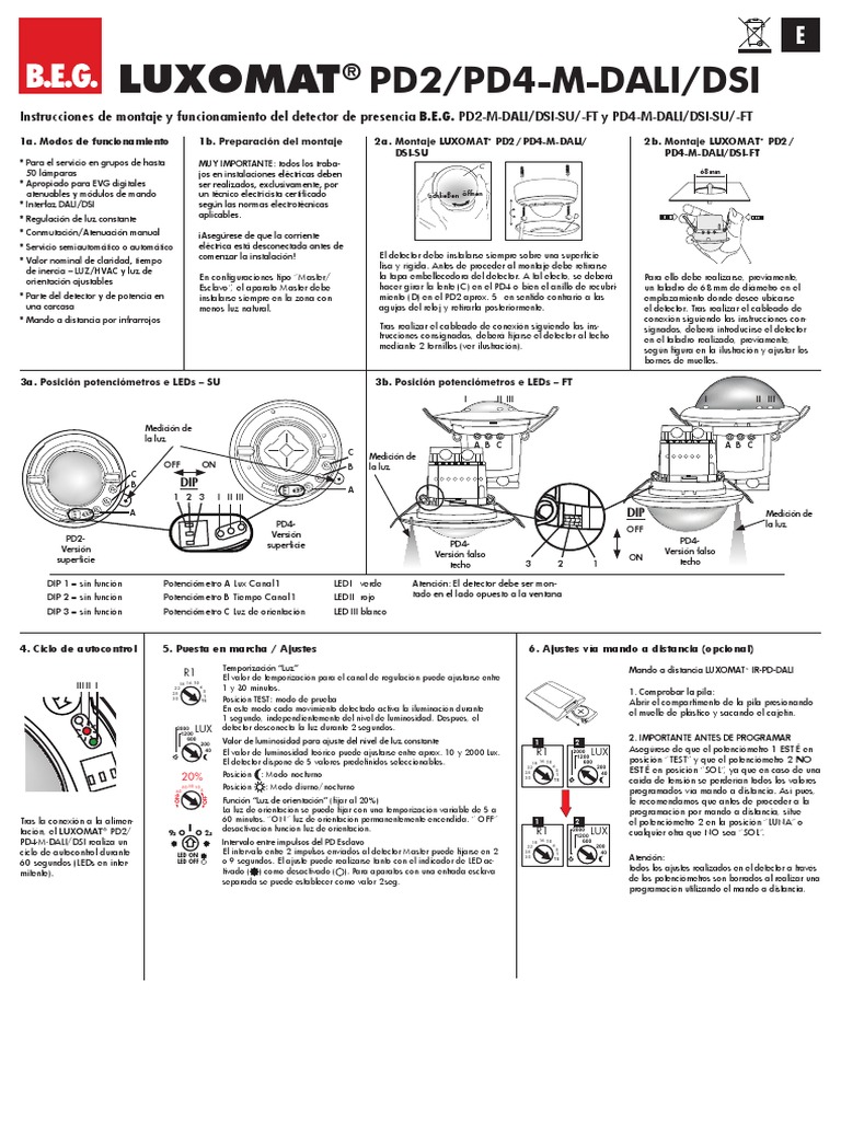 MAN 7690 PD2 PD4-DALI-DSI v01 E 110613-3 | PDF | Diodo emisor de luz | Control remoto