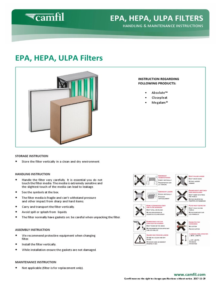 Epa, Hepa, Ulpa Filters | PDF