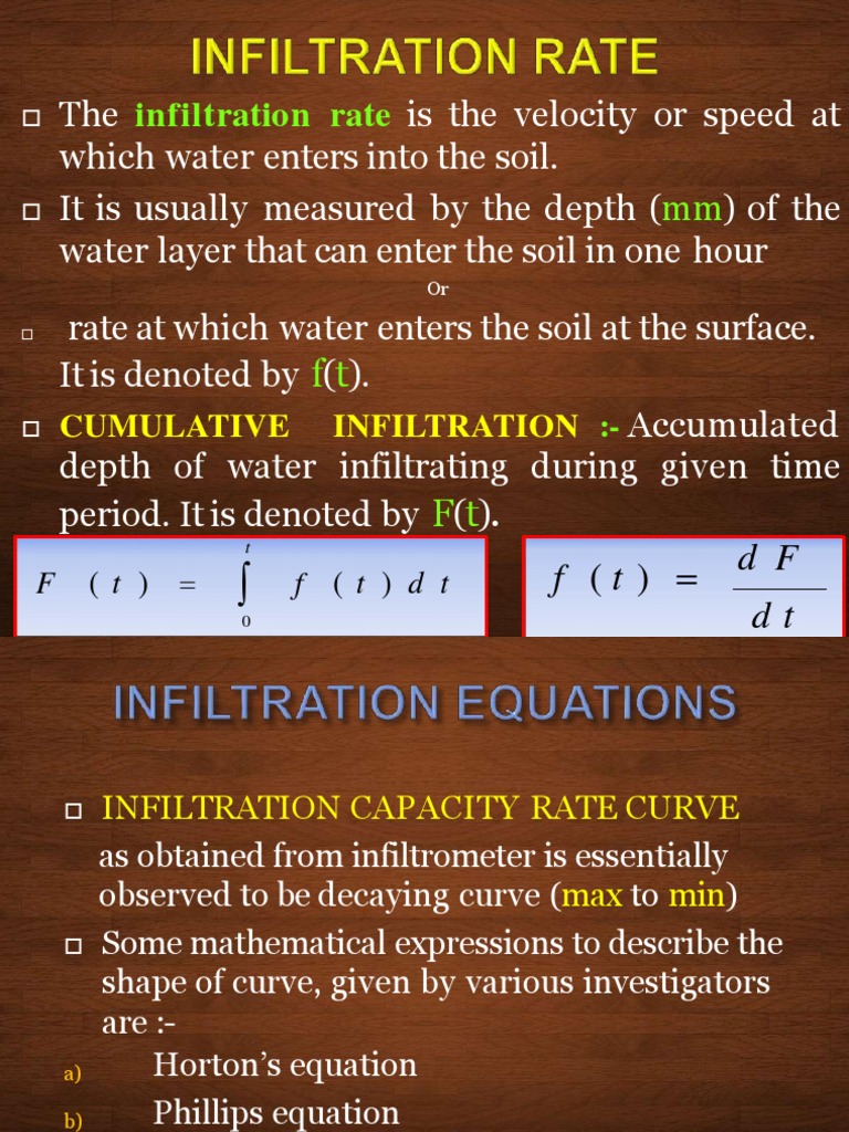 The infiltration rate and its role in hydrological calculations | PDF ...