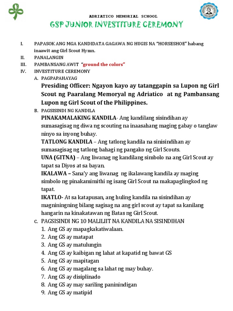 Investiture Ceremony | PDF