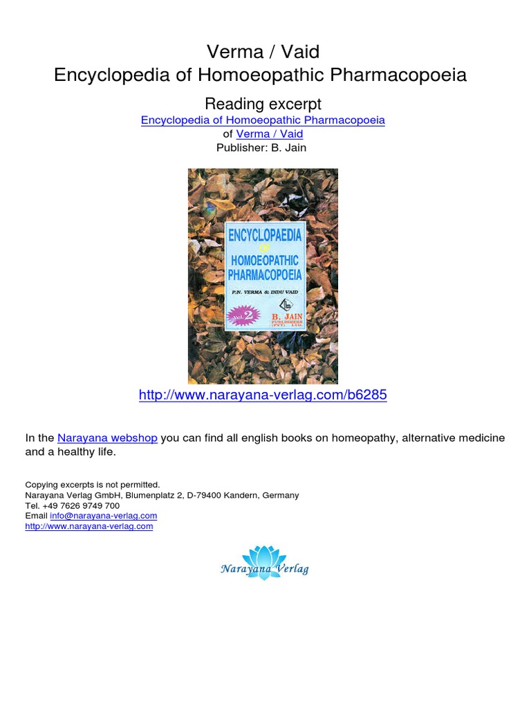 Encyclopedia of Homoeopathic Pharmacopoeia P N Verma Indu Vaid.06285 ...
