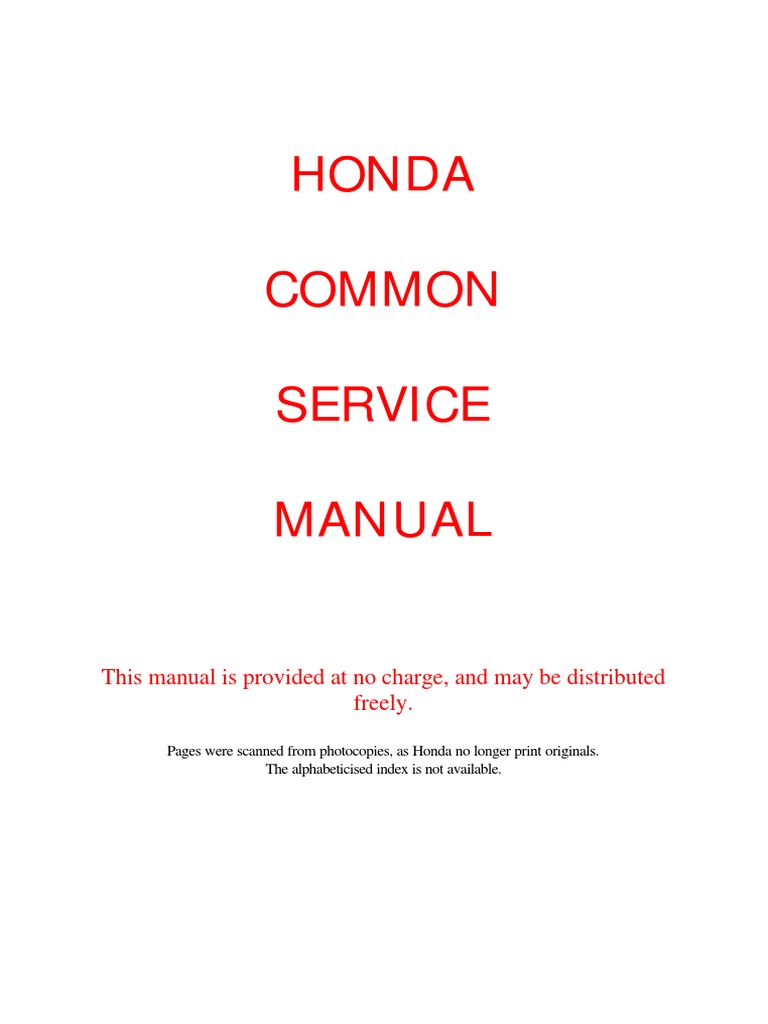 Honda Common Service Manual PDF | PDF | Media Technology | Written ...