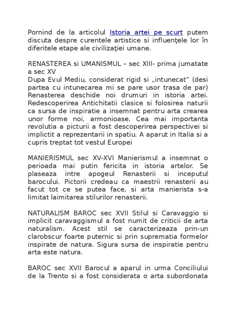 Istoria Artei Pe Scurt PDF | PDF