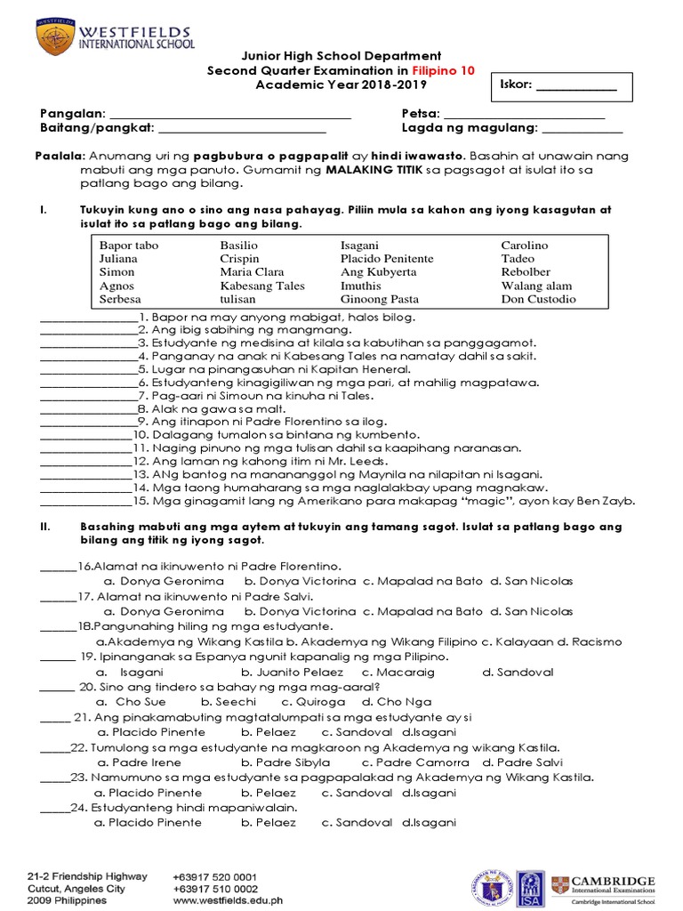 Grade 10 Fourth Quarter Exam SEMI | PDF