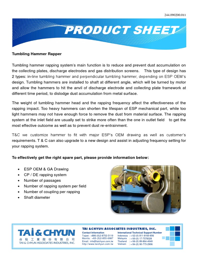 Product Sheet: Tumbling Hammer Rapper | PDF