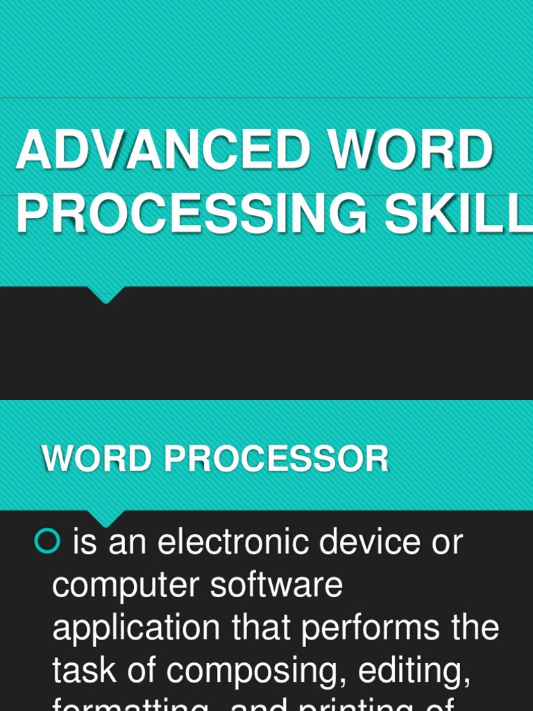 Advanced Word Processing Skill | PDF | Word Processor | Microsoft Word