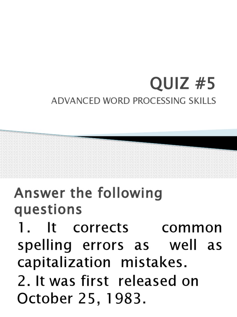 Advanced Word Processing Quiz | PDF