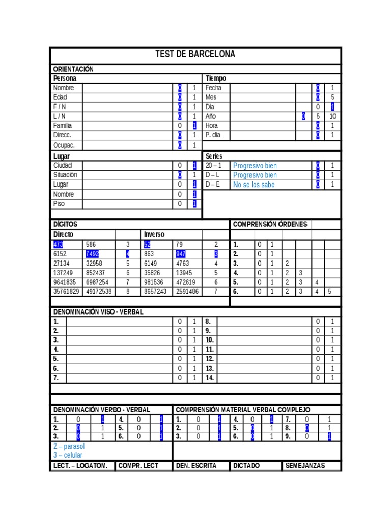 Hoja Corrección Test Barcelona | PDF | Violencia | Agitación