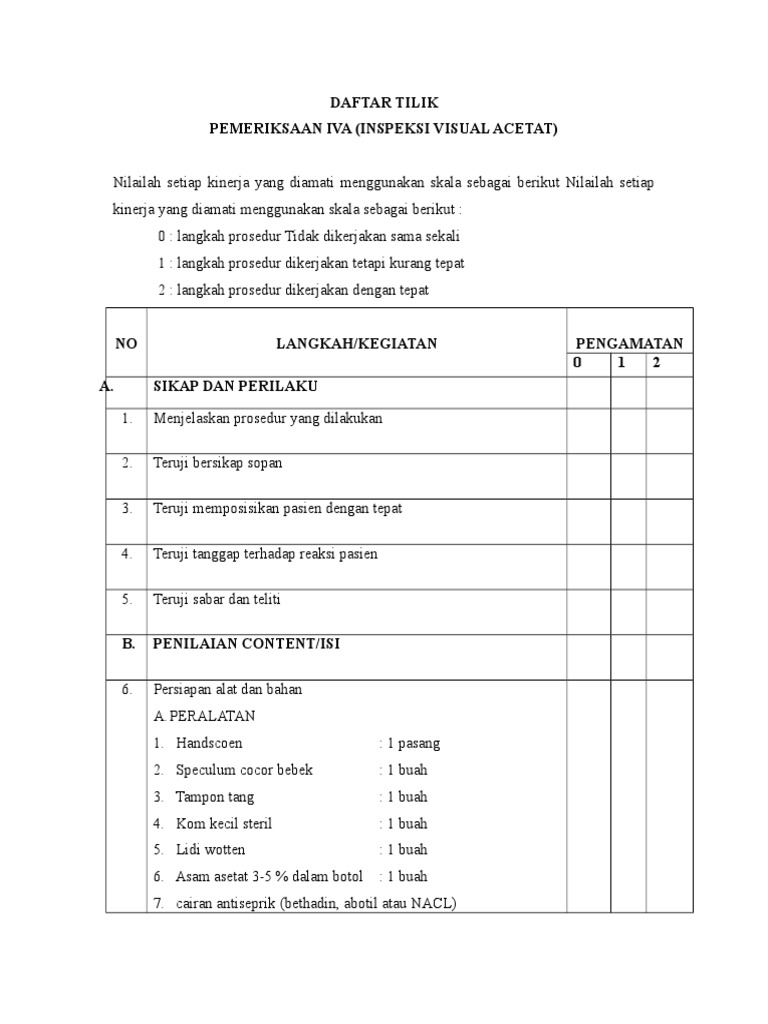 Daftar Tilik Iva | PDF