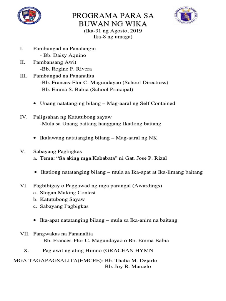 Program Sa Buwan NG Wika | PDF