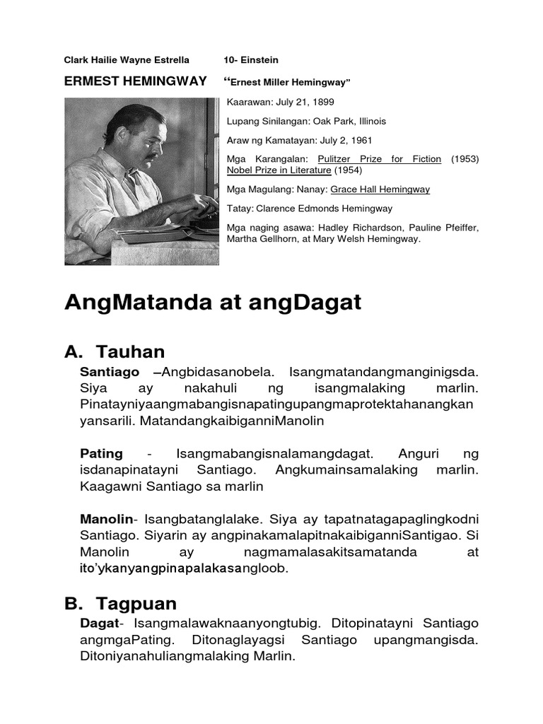Ang Matanda at Ang Dagat Docx 2 | PDF