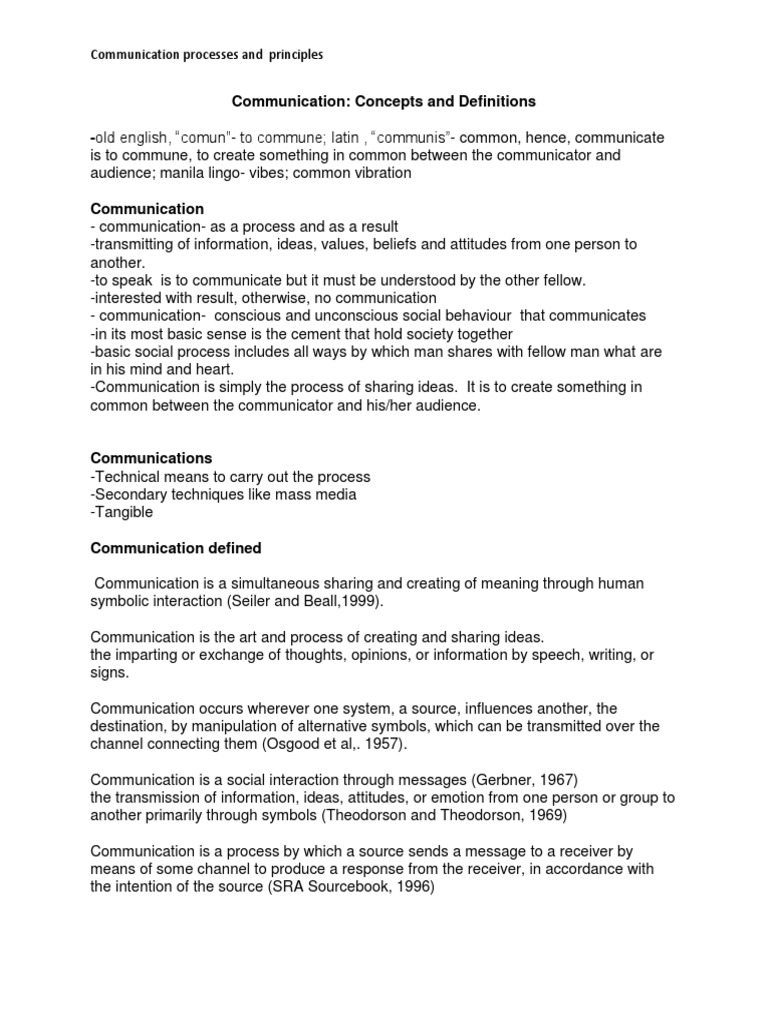 Communication Process Principles Handout 1 | Download Free PDF ...