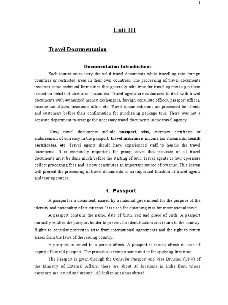 Travel Documentation: Unit III | PDF | Travel Visa | Passport