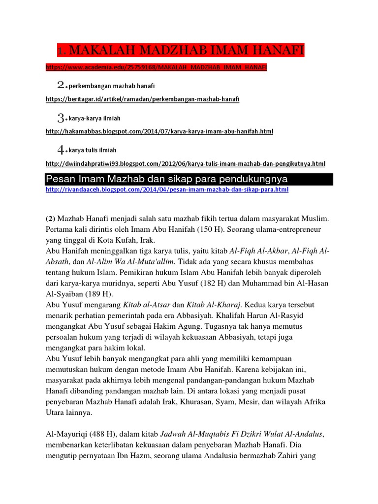 Sejarah dan Pengaruh Mazhab Hanafi | PDF | Ilmu Sosial