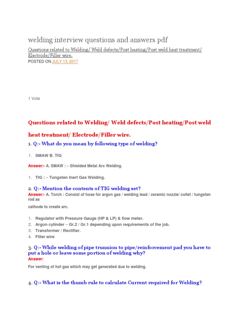Welding Interview Questions and Answers PDF | PDF | Welding | Construction