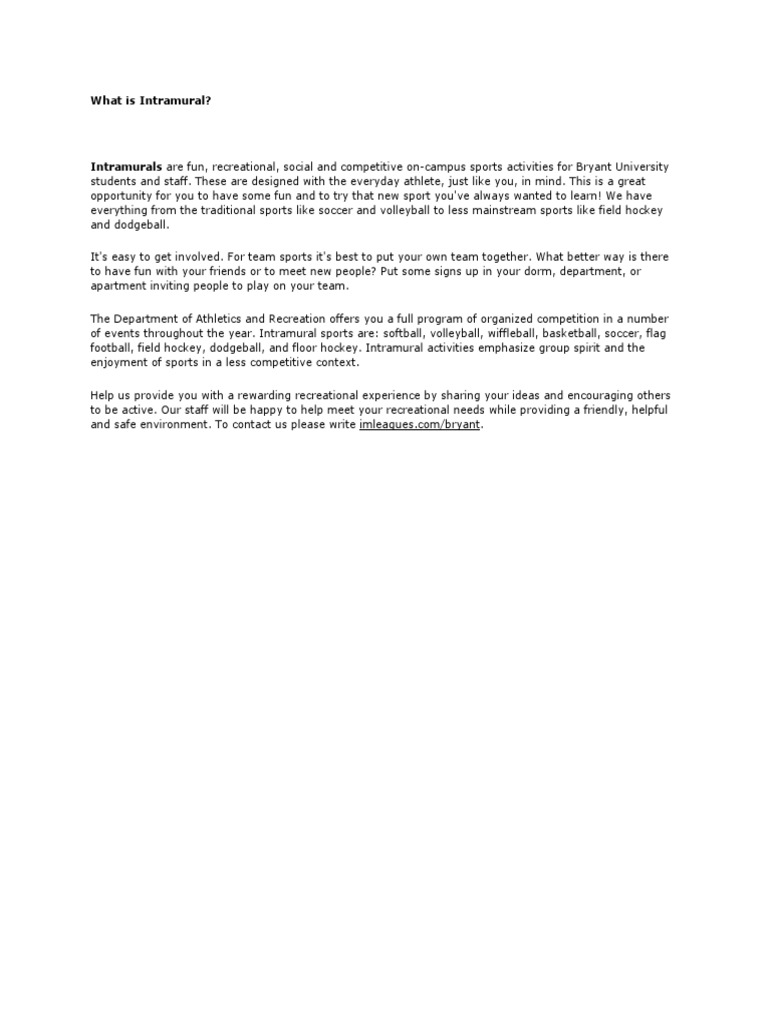 What Is Intramural | PDF