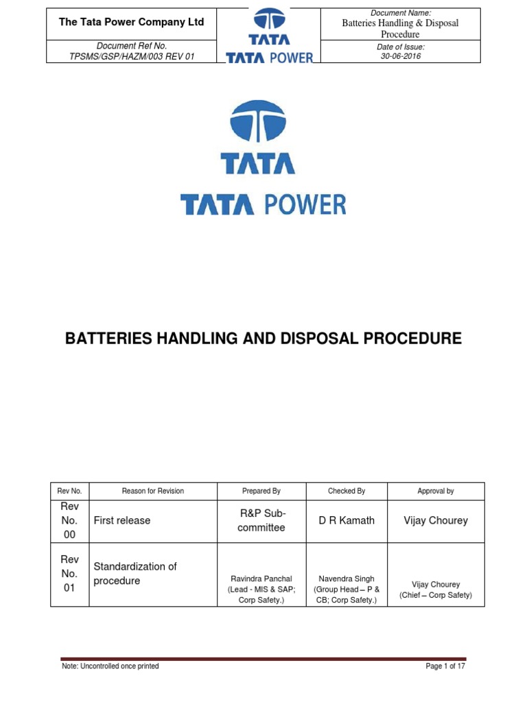 Battery Disposal Procedure Guide | PDF | Risk | Nature