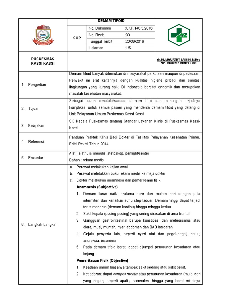Sop Demam Typhoid | PDF